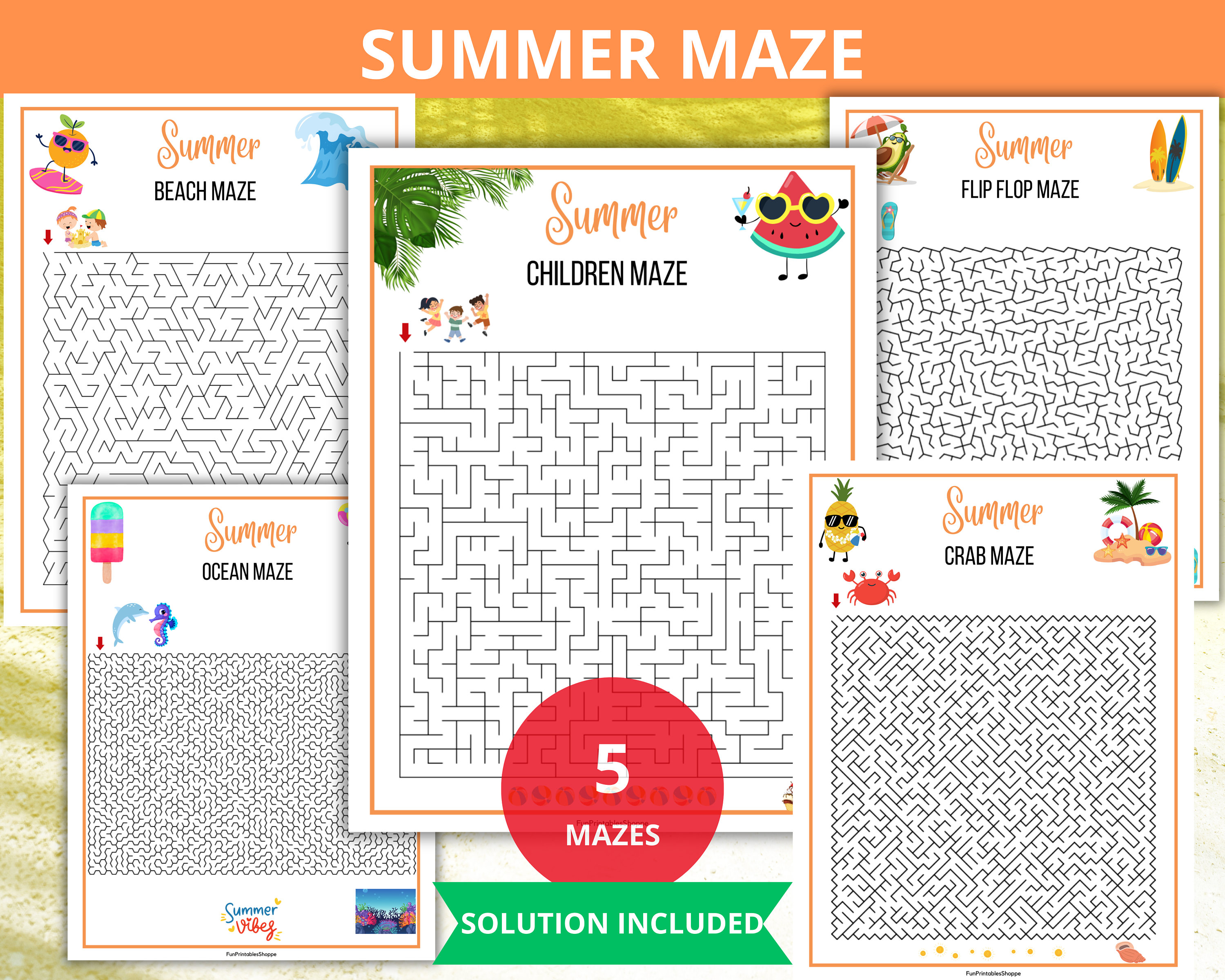 Summer Maze,summer Activity for Adults,summertime Party Games,summer ...