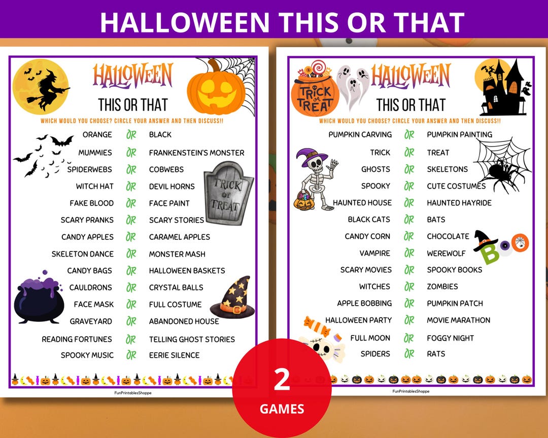 Halloween Would You Rather,halloween This or That Game,halloween Party ...