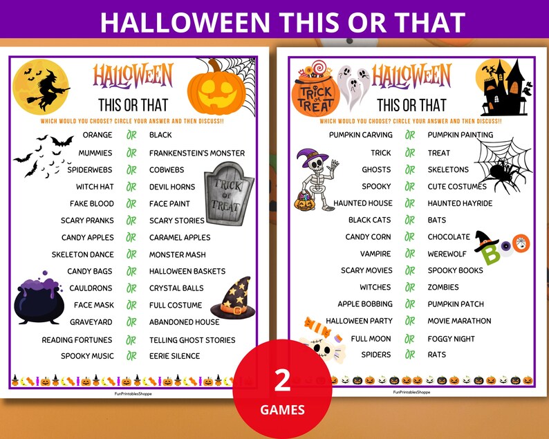 Halloween Would You Rather,halloween This or That Game,halloween Party ...