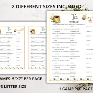 Tea Trivia Game,tea Trivia Quiz,tea Question,tea Games Printable,drink ...