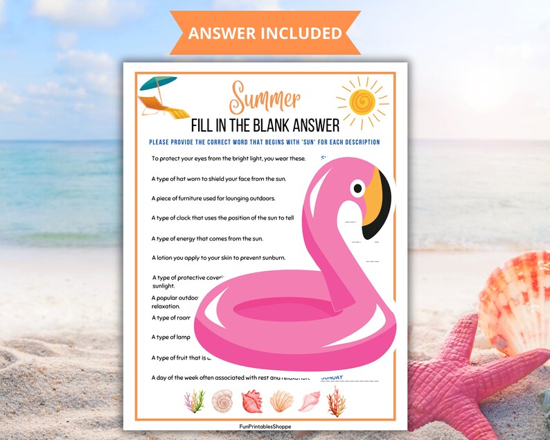Summer Fill in the Blanks,summer Finish the Phrase,summer Quiz,summer ...