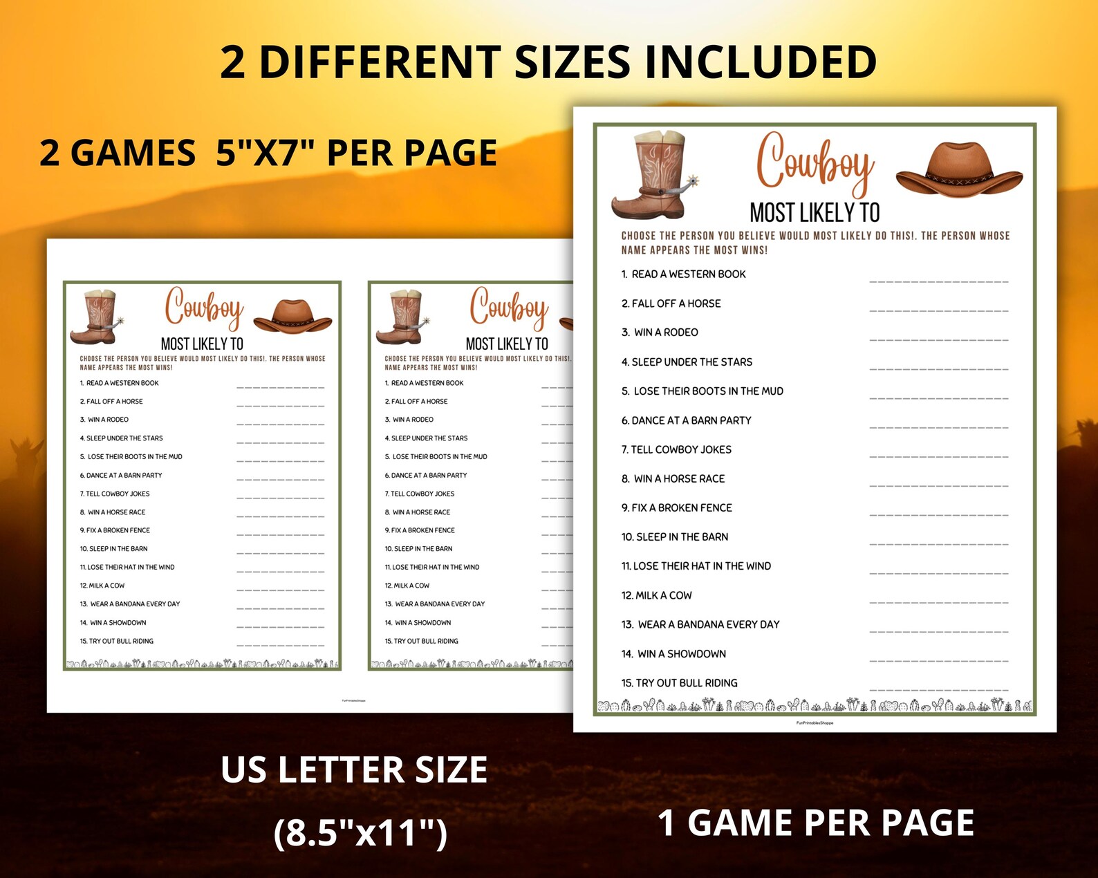Cowboy Most Likely To,cowboy Party Games,cowboy Trivia Quiz,cowboy ...
