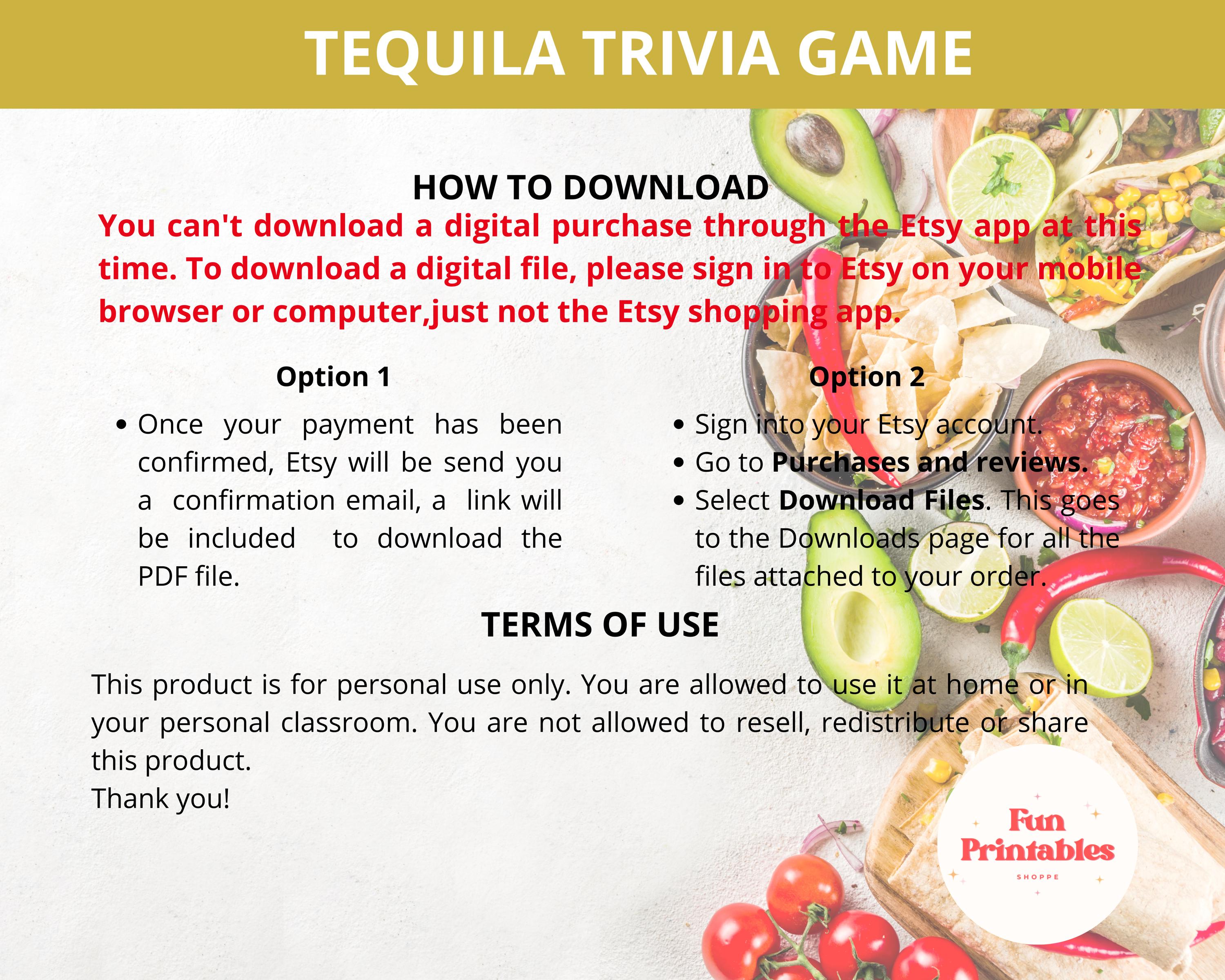 Tequila Trivia Quiz,tequila Party Game,cinco De Mayo Game,tequila ...