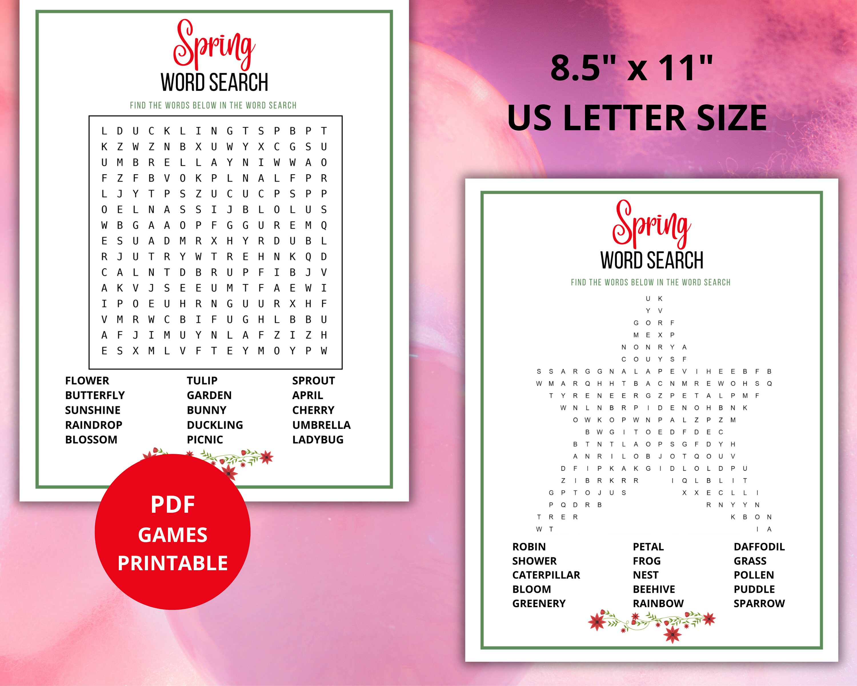 Spring Word Search, Springtime Printable Games, Spring Activities, Word ...