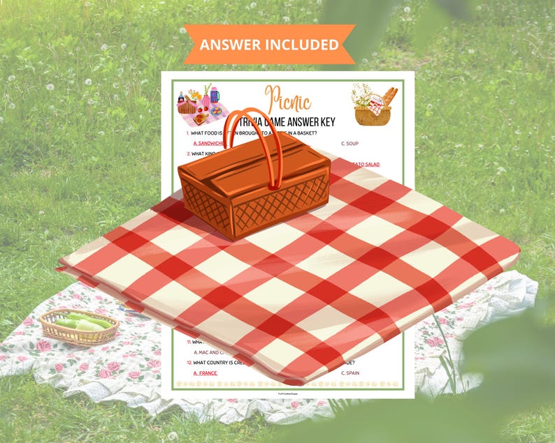 Picnic Trivia Game,picnic Party Game,picnic Quiz,summer Games,bbq Game ...