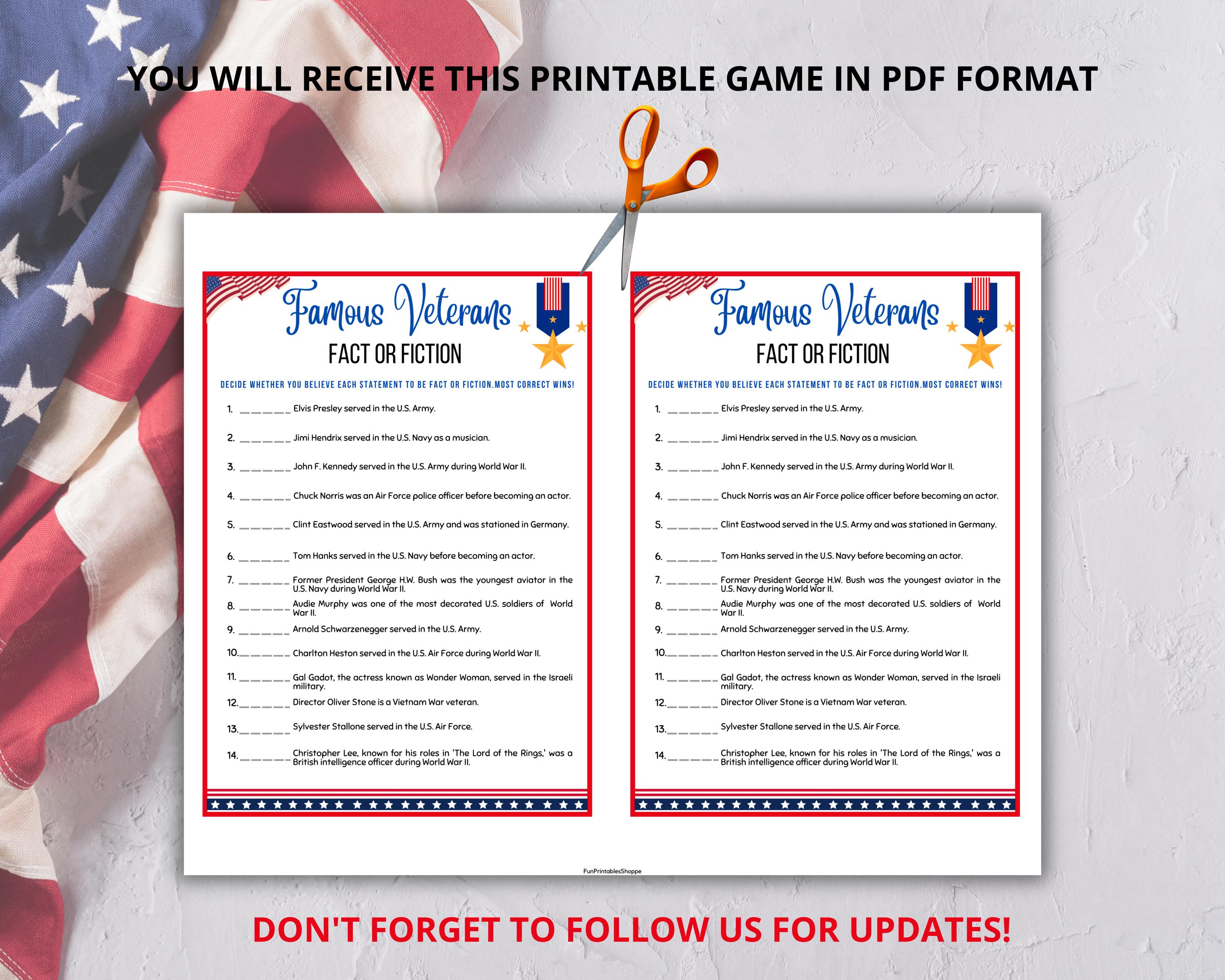 Famous Veterans Trivia,u.s Military Veteran,veteran Day Trivia,fact or ...