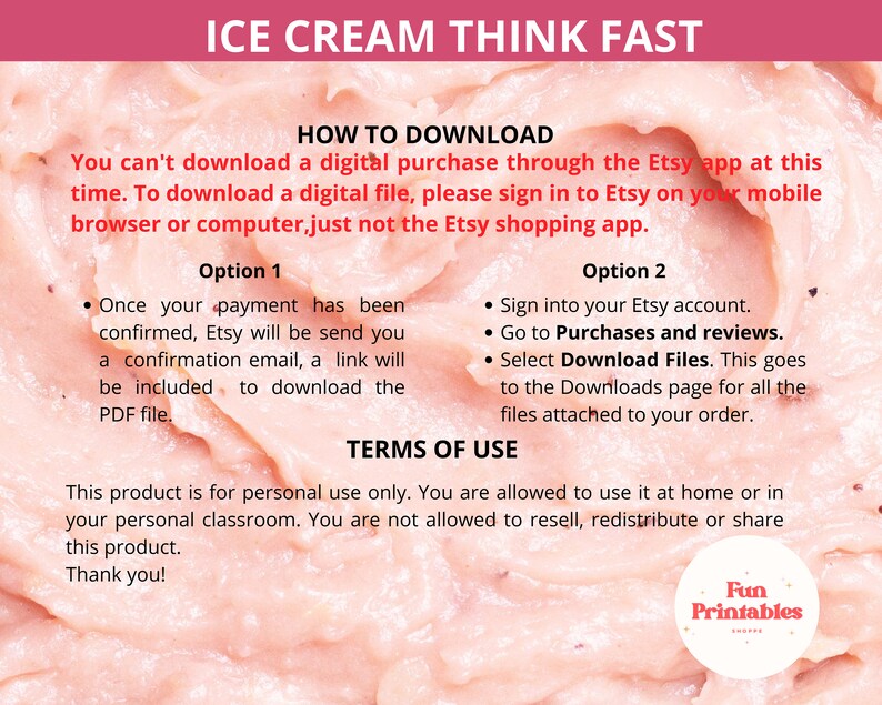 Ice Cream Quick Think,ice Cream Think Fast,ice Cream Party Game,ice ...