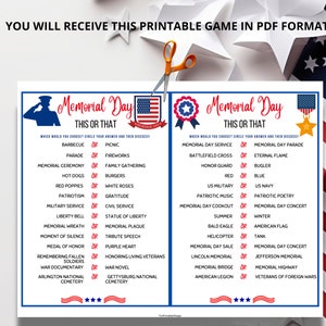 Memorial Day This or That,memorial Day Trivia,patriotic Game,memorial ...