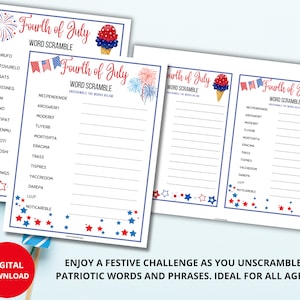 4th of July Word Scramble,4th of July Word Search,4th of July ...