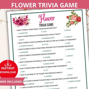 Flower Trivia,spring Trivia,flower Quiz,spring Quiz,flower Party Trivia ...