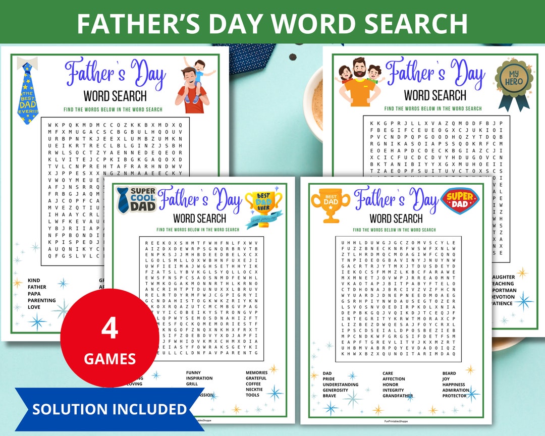 Father's Day Word Search Game,dad Word Search Puzzle,fathers Day Game ...
