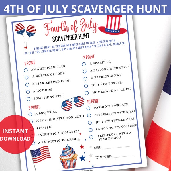 Fourth of July Scavenger Hunt - Etsy