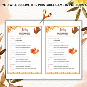 Turkey Day Quiz,thanksgiving Turkey Game,thanksgiving Fact or Fiction ...