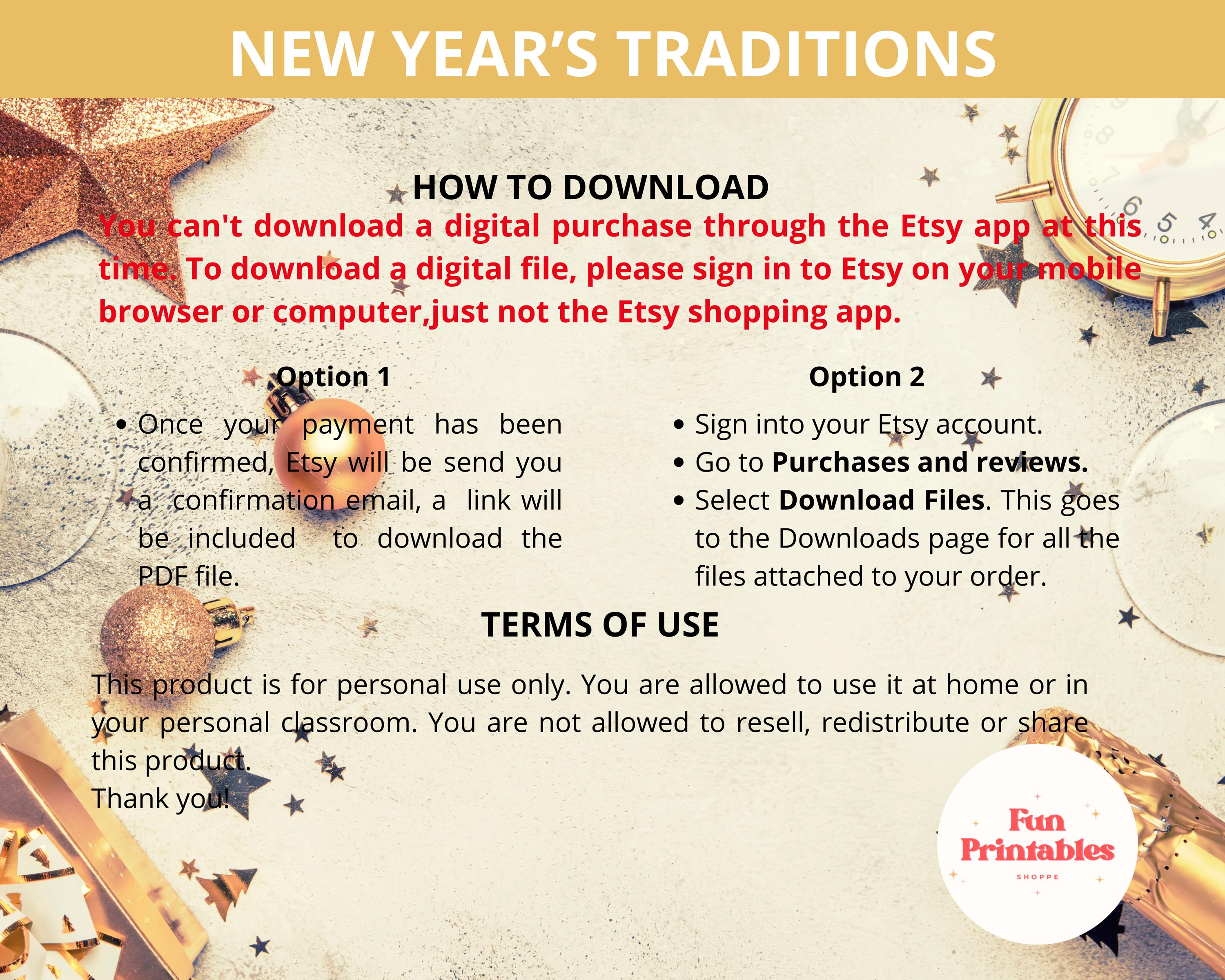 New Year's Eve Tradition Game,new Year Tradition Around the World, New ...