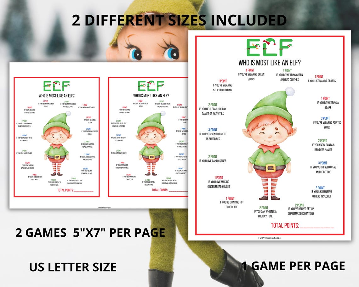Who is Most Like an Elf,christmas Elf Game,mix and Mingle Game,family ...