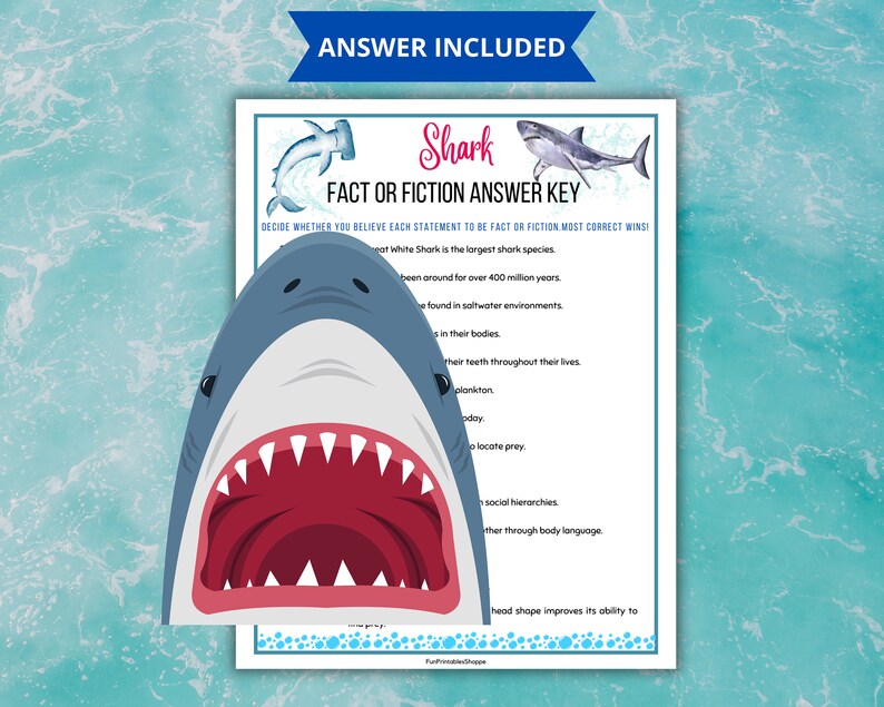 Shark Fact or Fiction,shark Trivia Game,summertime Game,beach Games ...