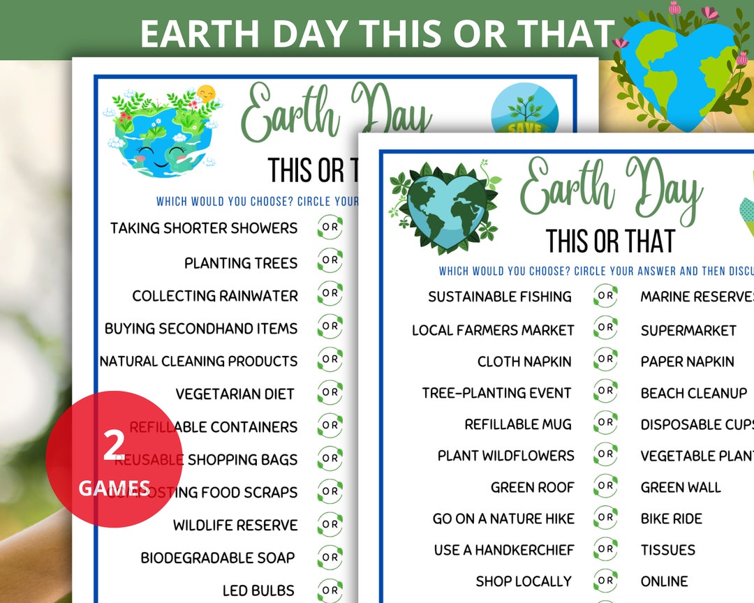Earth Day This or That,would You Rather,earth Day Game,kids,adults ...