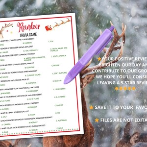 Reindeer Trivia Game,reindeer Quiz,christmas Party Game,christmas Quiz ...