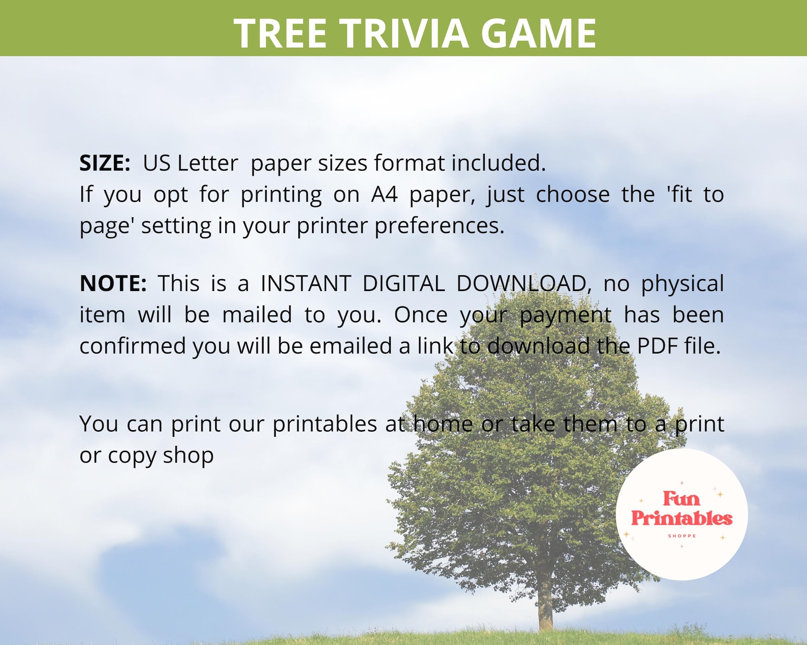 Tree Trivia Game,nature Trivia,tree Quiz,teen Party Games,plant Trivia ...
