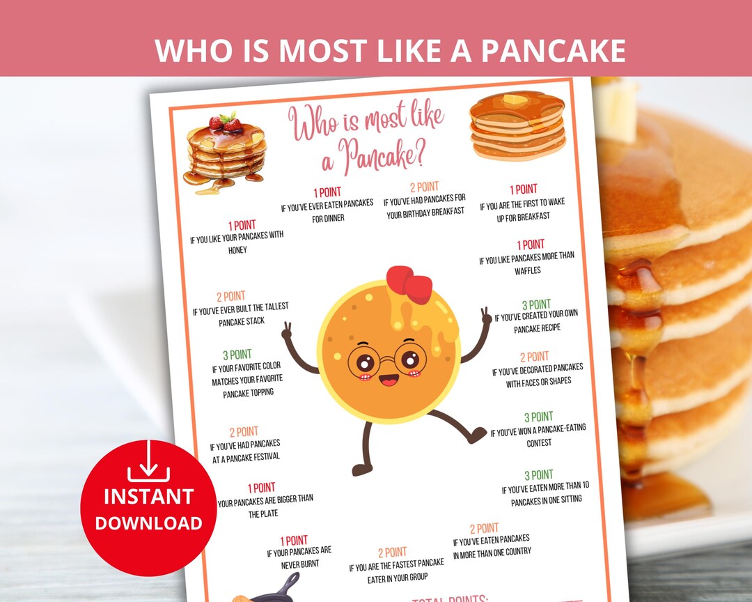 Who is Most Like a Pancake,pancake Party Game,who is Most Likely ...