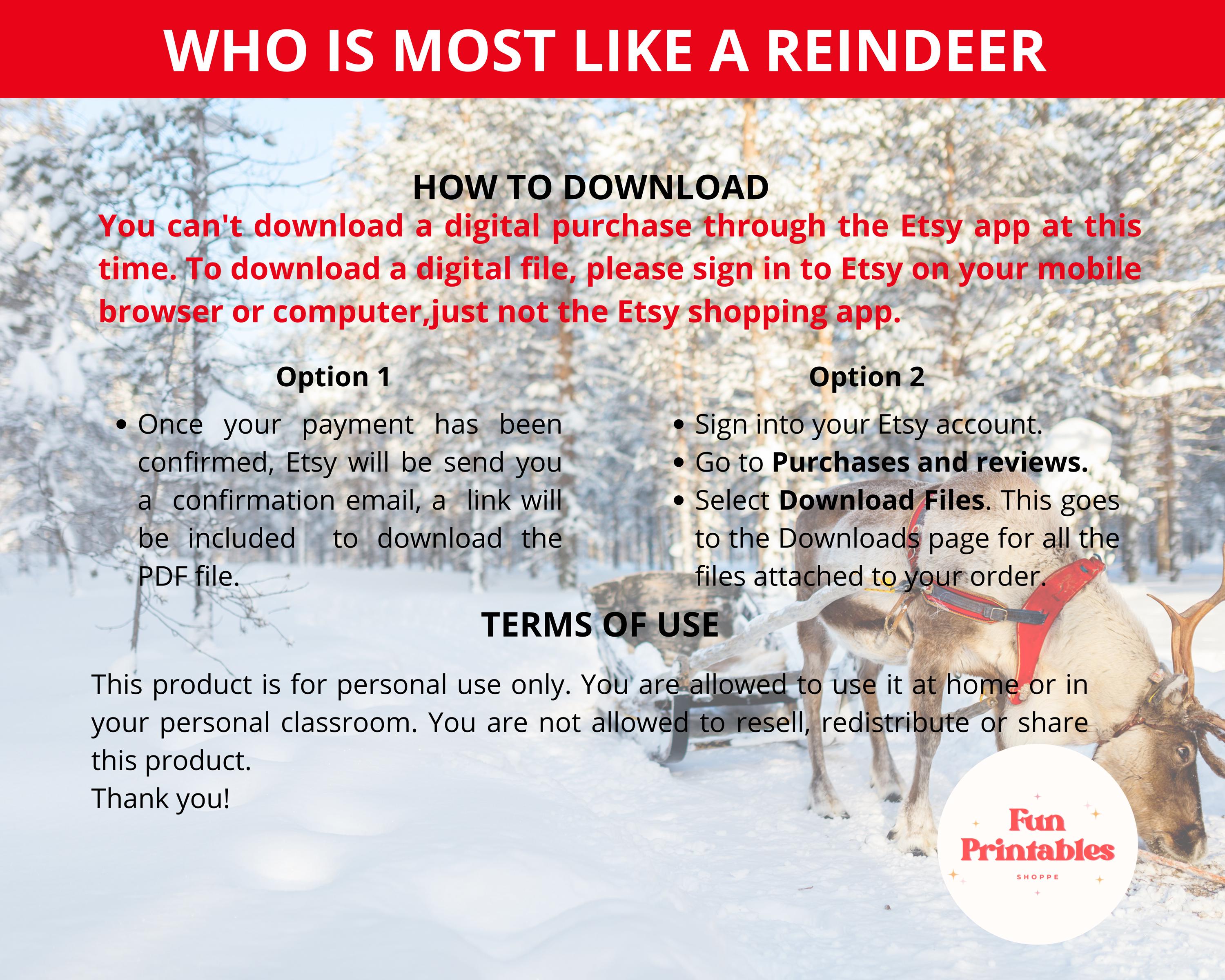 Who is Most Like Reindeer Game,holiday Reindeer Trivia,christmas Party ...
