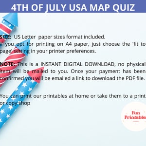 United States Map Quiz,patriotic Trivia,4th of July Activity,us ...
