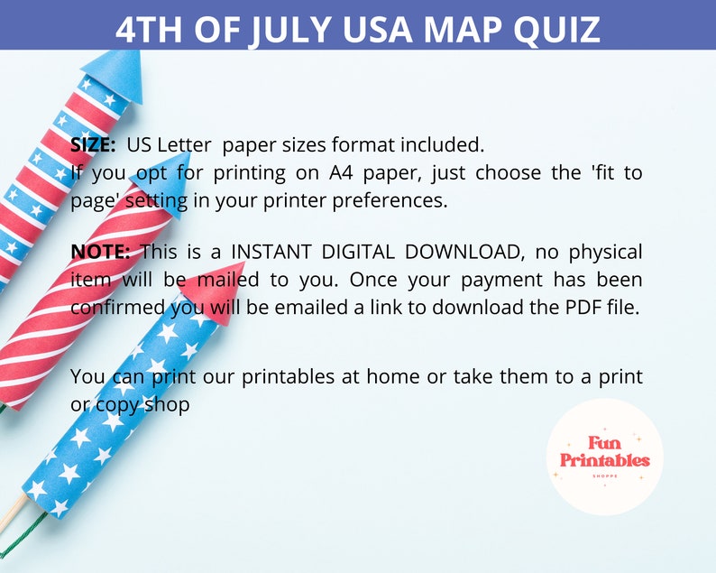 United States Map Quiz,patriotic Trivia,4th of July Activity,us ...