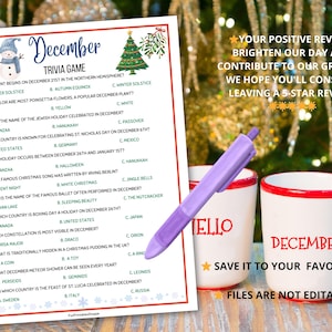 December Trivia Game,winter Holiday Game,december Quiz,winter Season ...