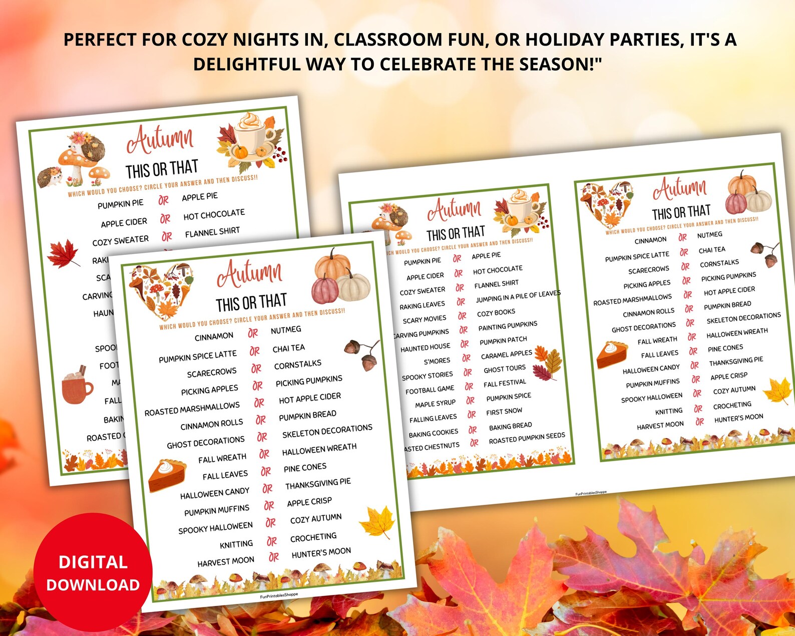 Fall This or That,fall Trivia,autumn Party Game,fall Time Activities ...