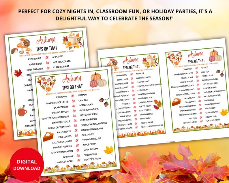 Fall This or That,fall Trivia,autumn Party Game,fall Time Activities ...