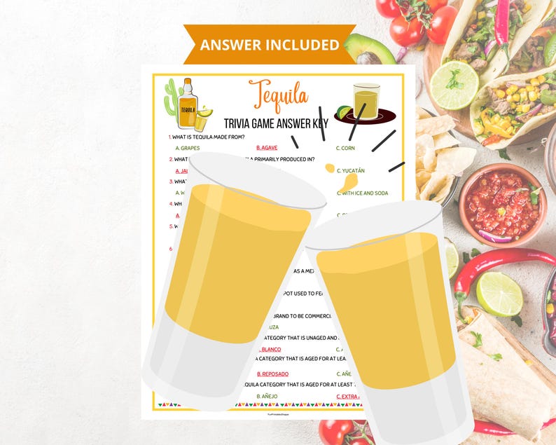 Tequila Trivia Quiz,tequila Party Game,cinco De Mayo Game,tequila ...