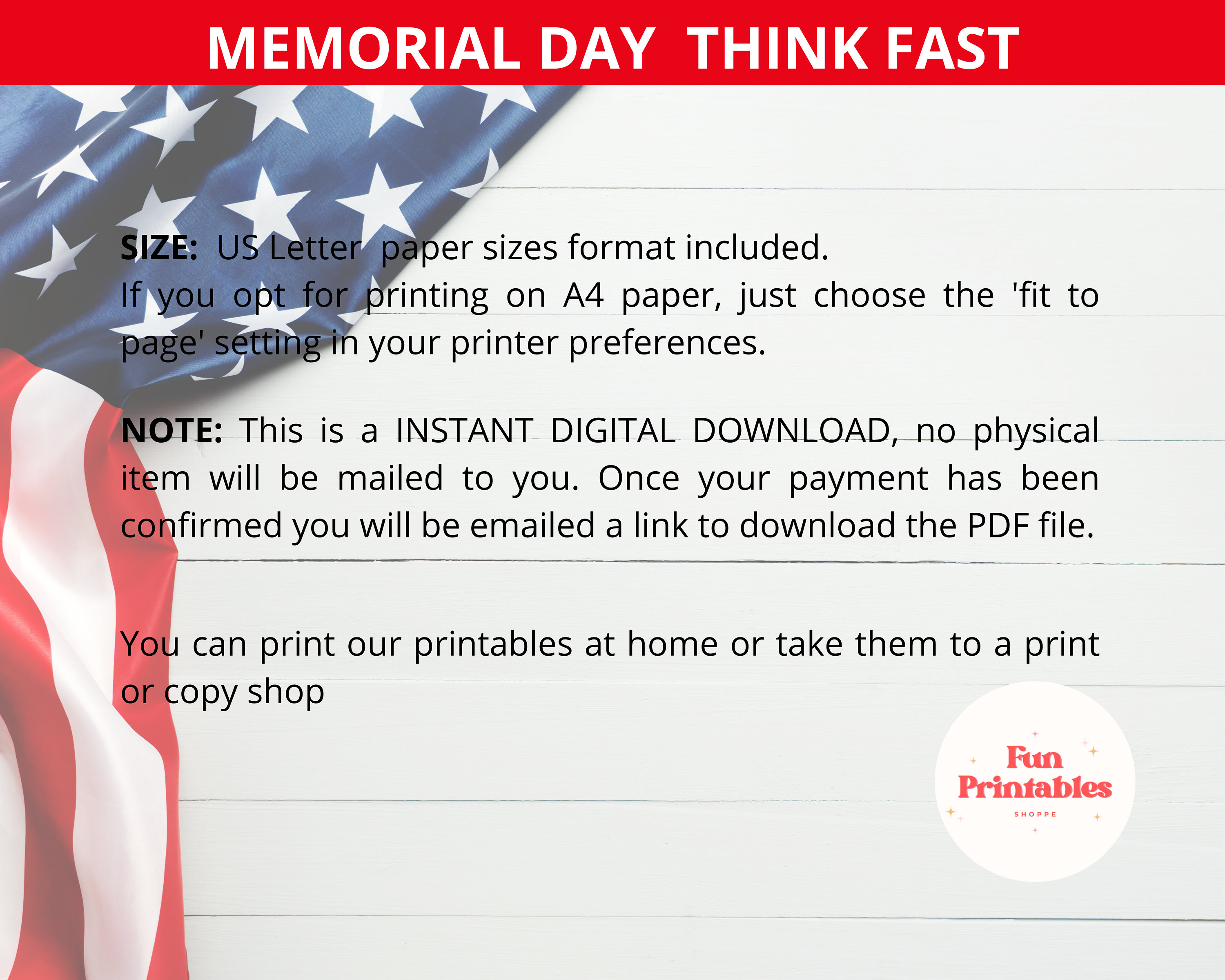 Memorial Day Think Fast,memorial Day Games,quick Think,memorial Day ...
