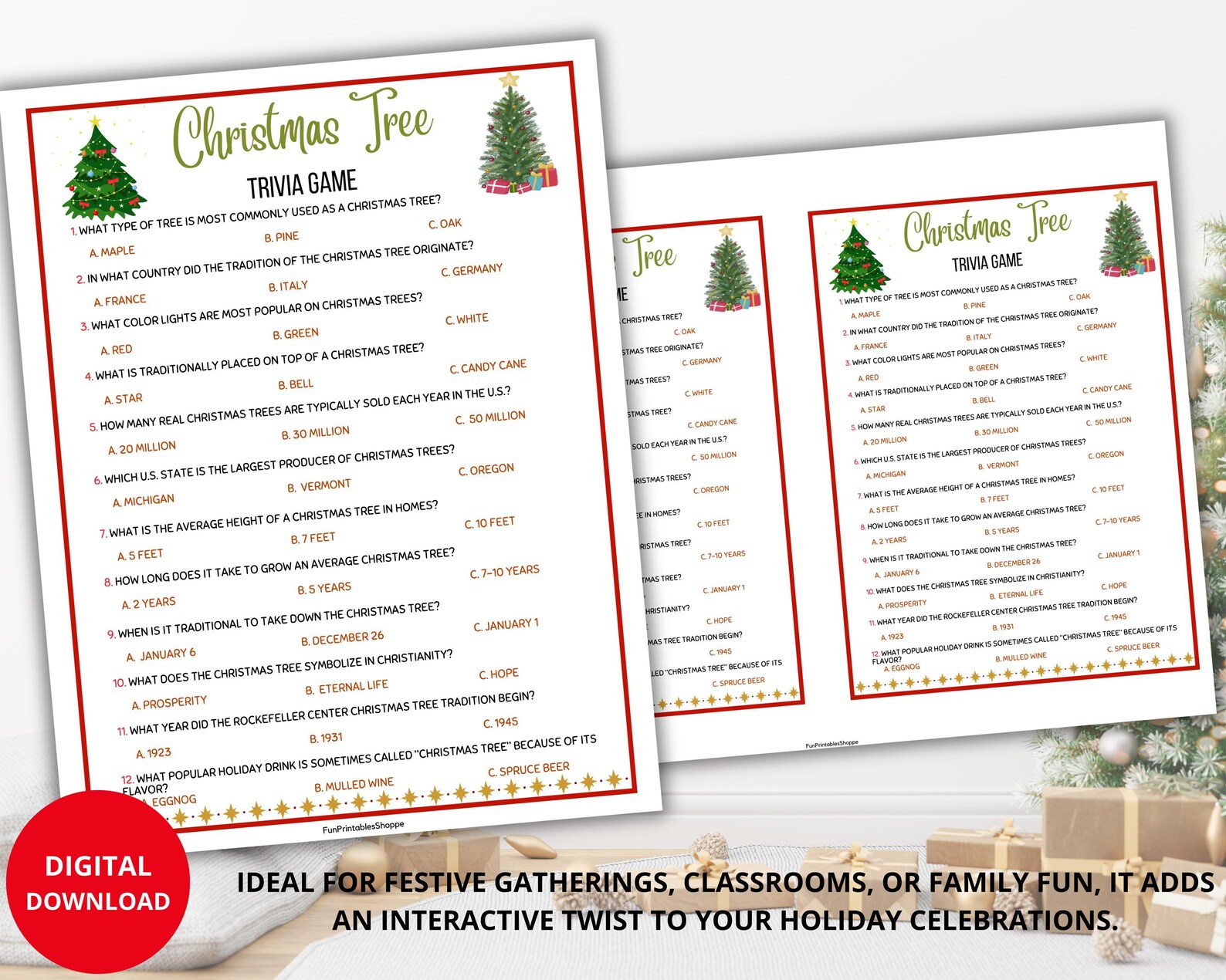 Christmas Tree Trivia,christmas Trivia,christmas Tree Quiz,holiday ...