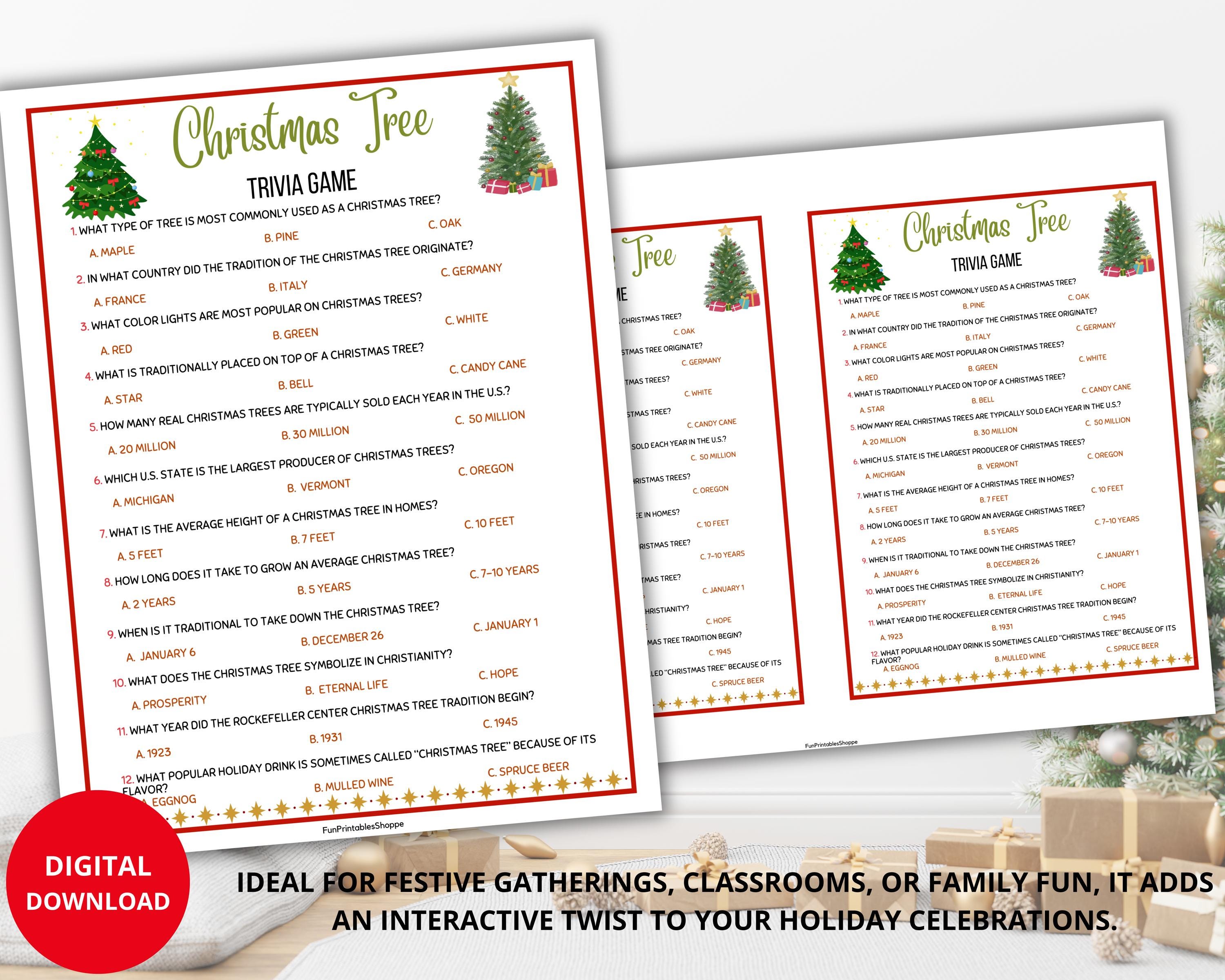 Christmas Tree Trivia,christmas Trivia,christmas Tree Quiz,holiday ...