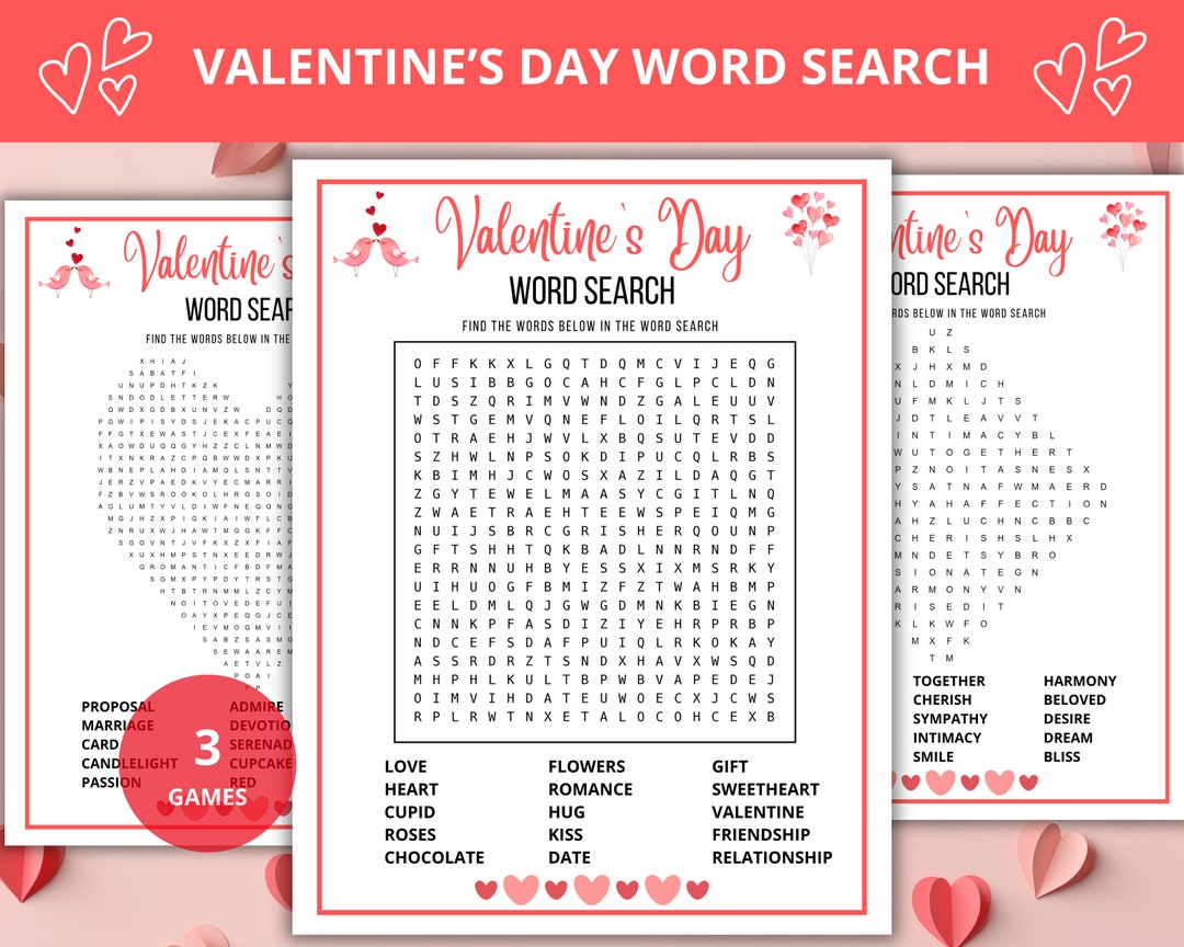 Valentines Day Games, Printable Valentines, Word Search Game, Valentine ...