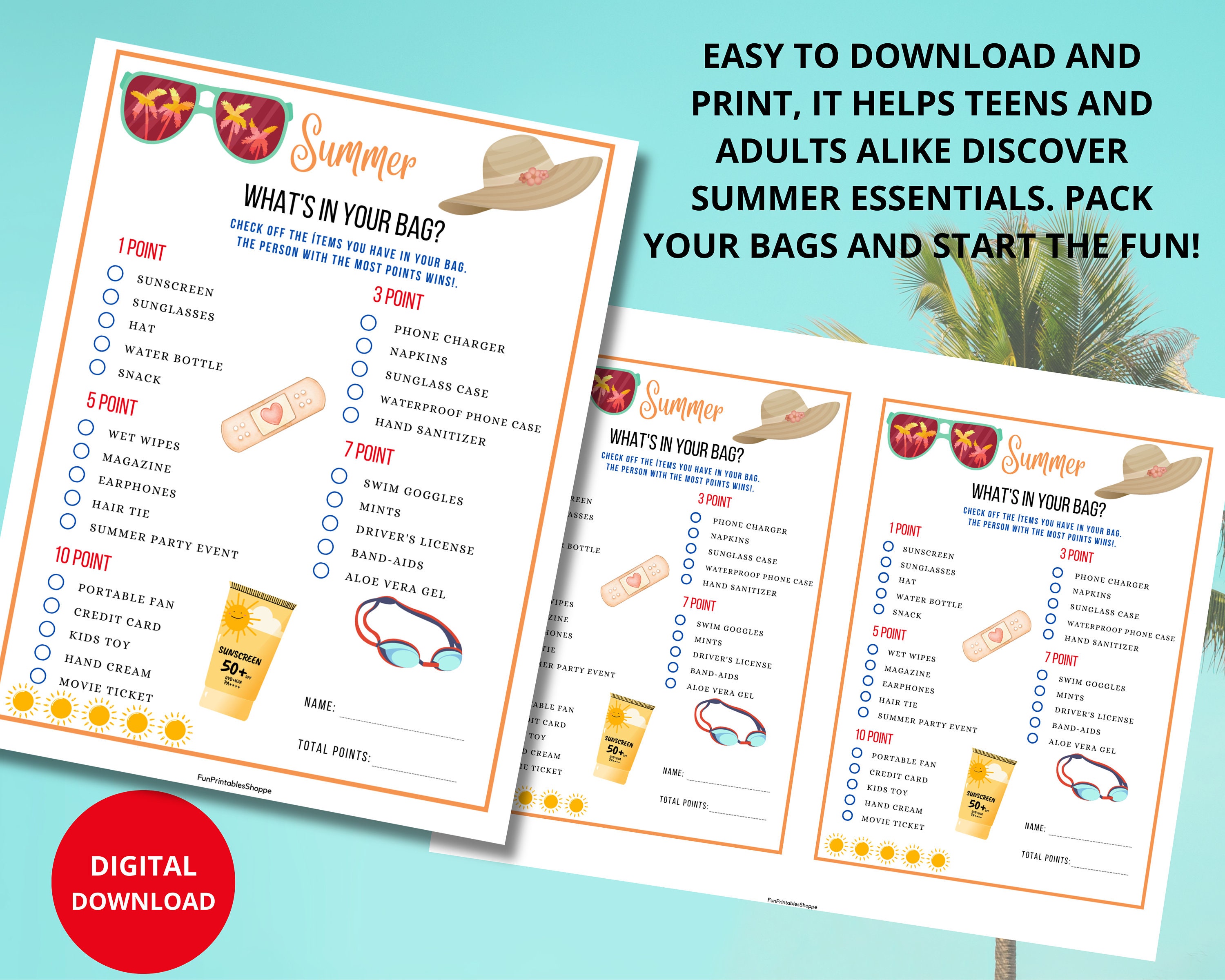 Summer What's in Your Bag,beach Bag Game,office Party,ice Breaker ...