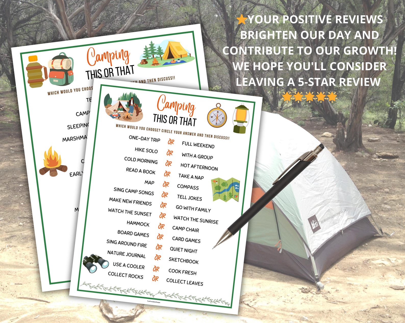 Camping This or That,campground Games,would You Rather,camping Party ...