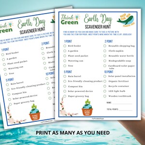 Earth Day Scavenger Hunt Game,spring Games,earth Day Activities, Adults ...