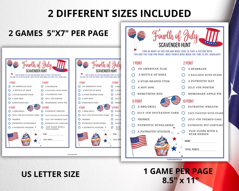 Fourth of July Scavenger Hunt,patriotic Scavenger Hunt,july 4th Party ...