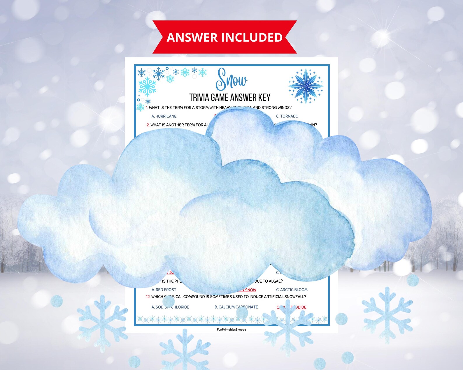 Snow Trivia,winter Trivia,snow Activity,winter Quiz,christmas Trivia ...