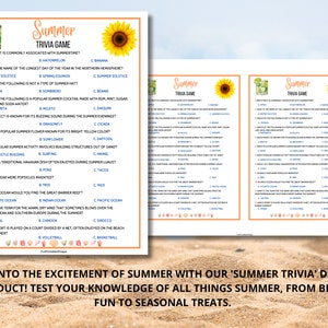 Summer Trivia Game,summer Office,summer Quiz,summertime Game,pool Party ...