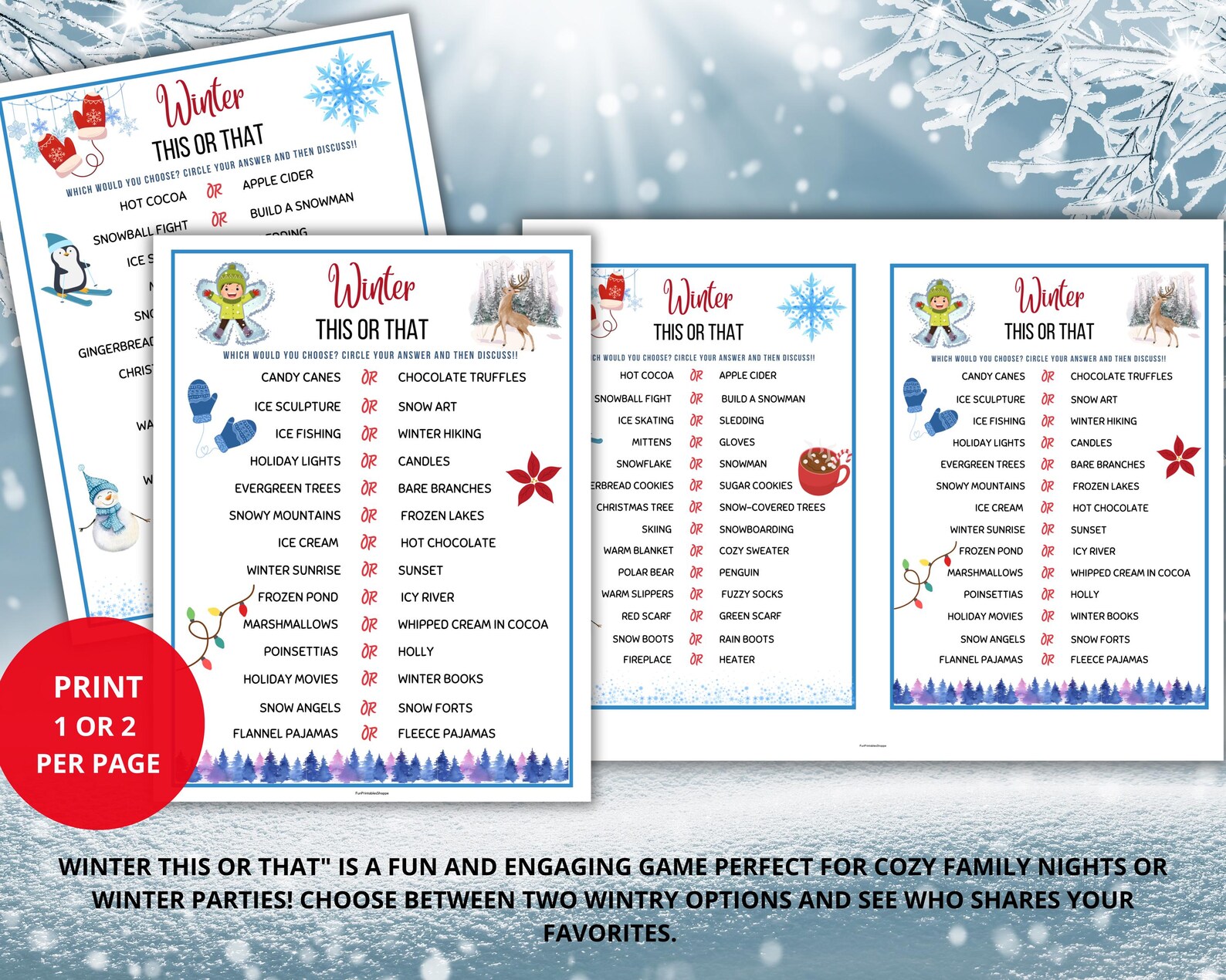 Winter This or That Game,winter Would You Rather Game,wintertime ...