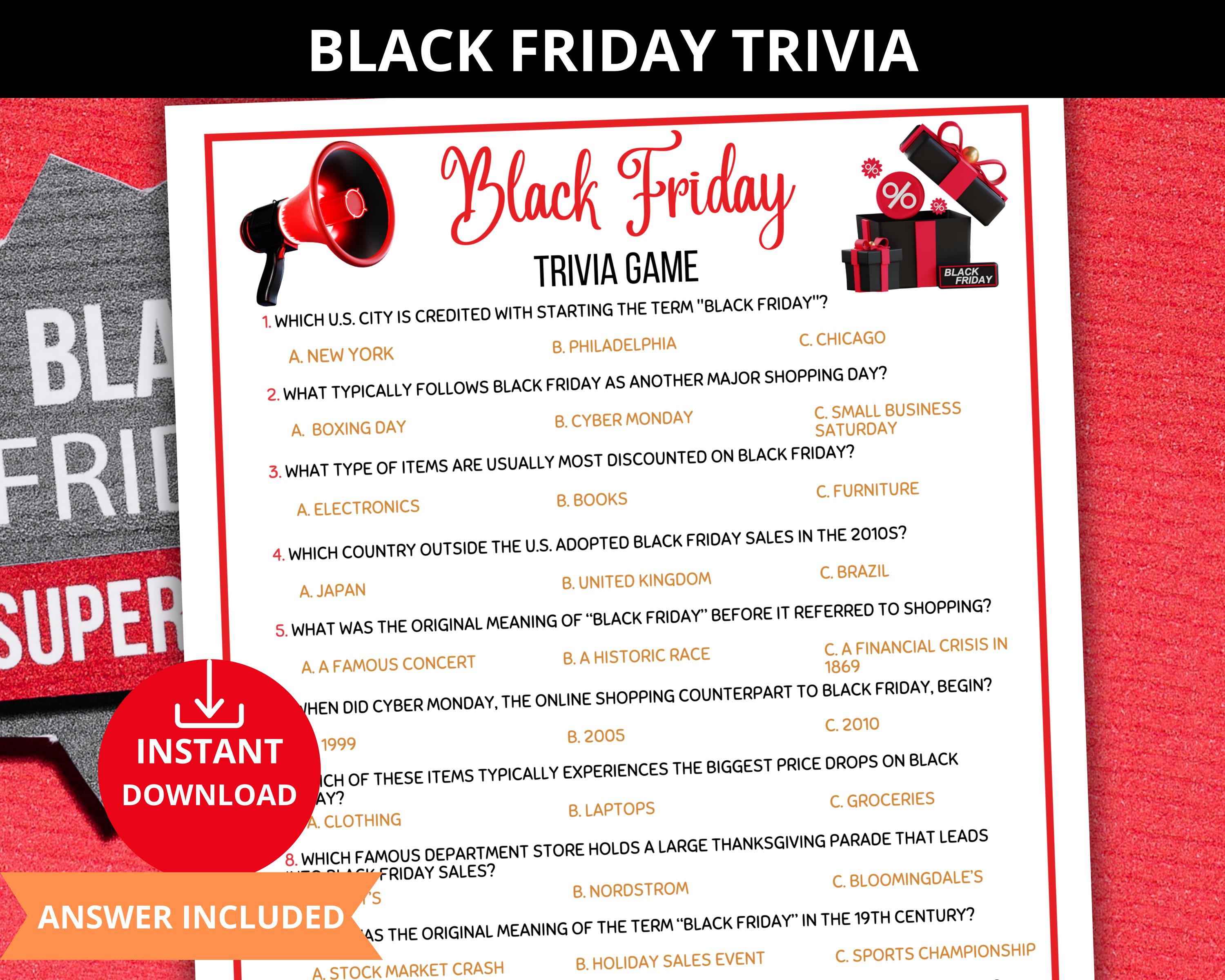 Black Friday Trivia,november Trivia Game,month Trivia Game,november ...