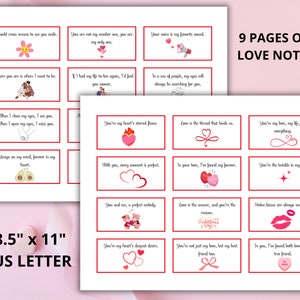 Printable Love Notes, Reasons I Love You, Love Note Box, Romantic Mini ...