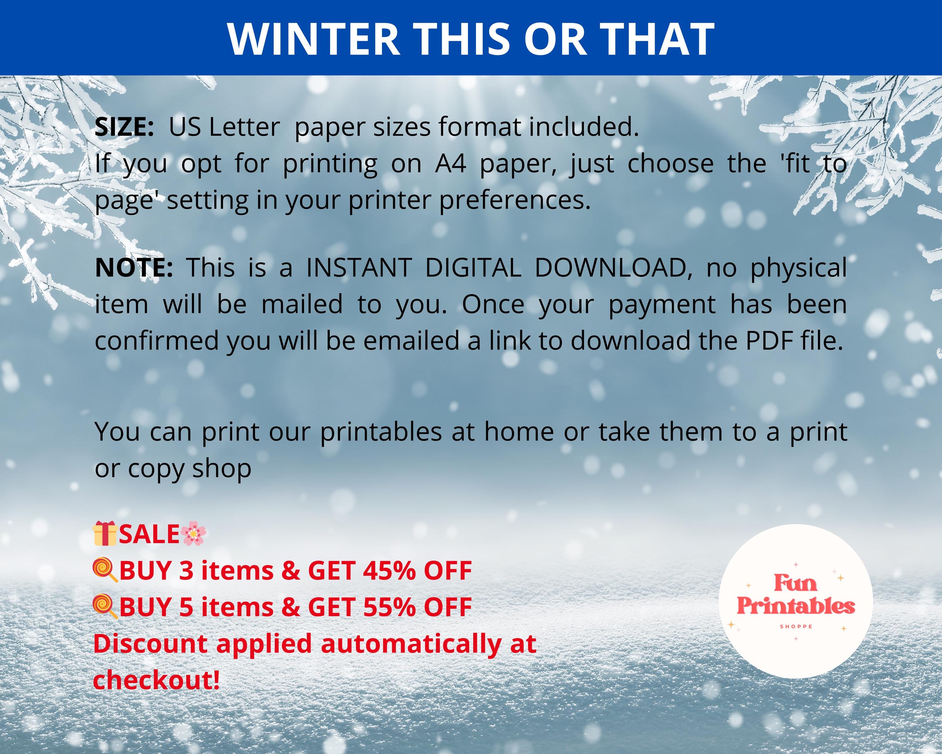 Winter This or That Game,winter Would You Rather Game,wintertime ...