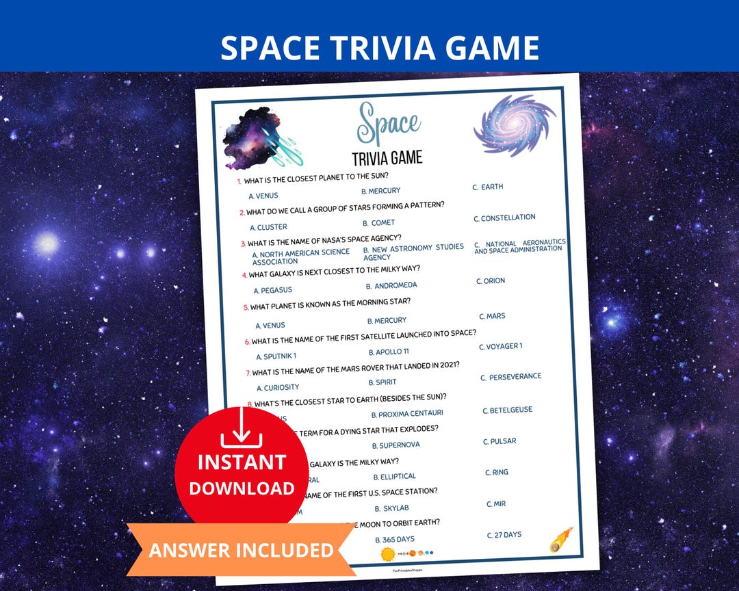 Space Trivia Game,astronomy Game,galaxy Trivia,outer Space Trivia,space ...