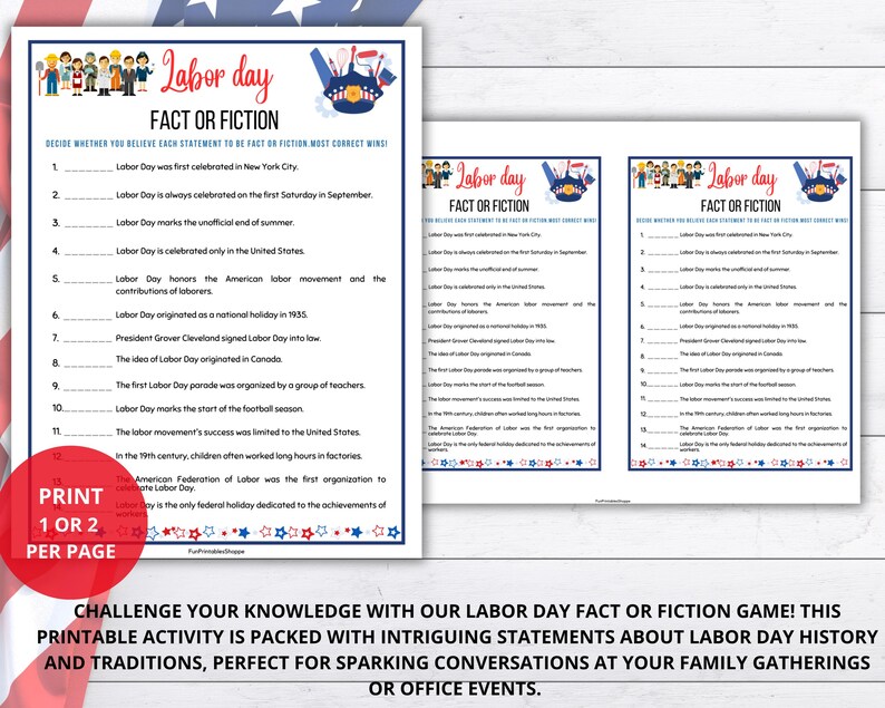 Labor Day Fact or Fiction,labor Day Trivia,american Trivia,trivia ...