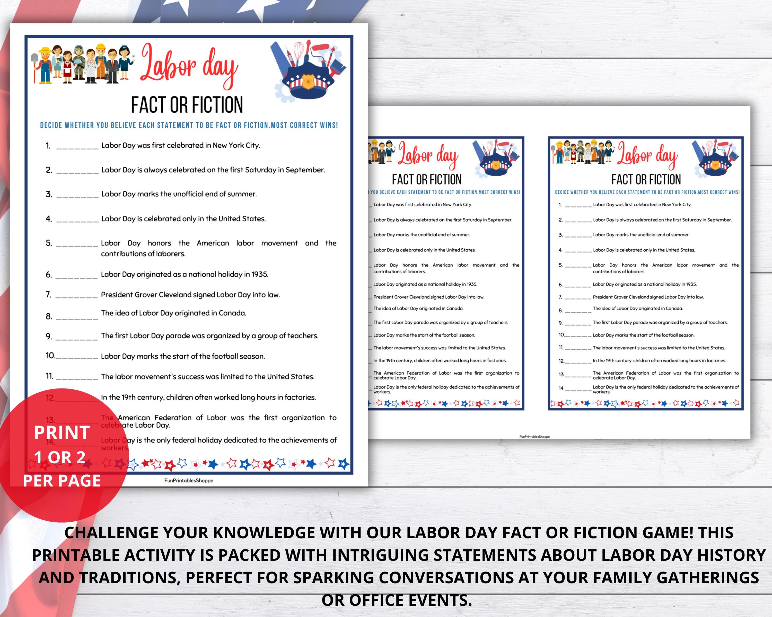 Labor Day Fact or Fiction,labor Day Trivia,american Trivia,trivia ...