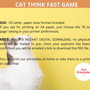 Cat Think Fast Game,cat Party Activity,cat Birthday Party,pets Game,cat ...
