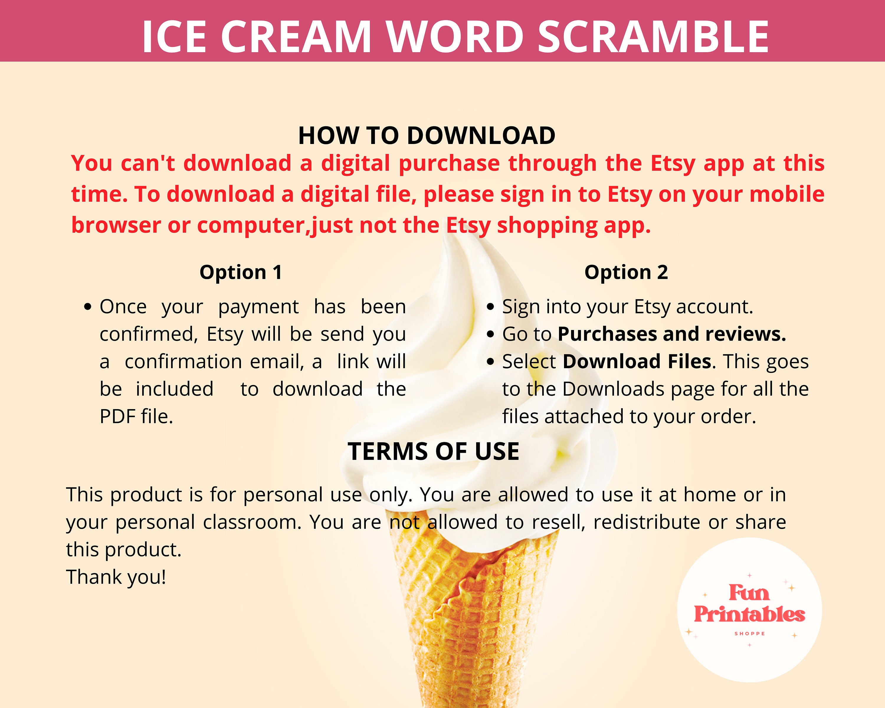 Ice Cream Word Scramble,ice Cream Party Game,word Search,ice Cream ...